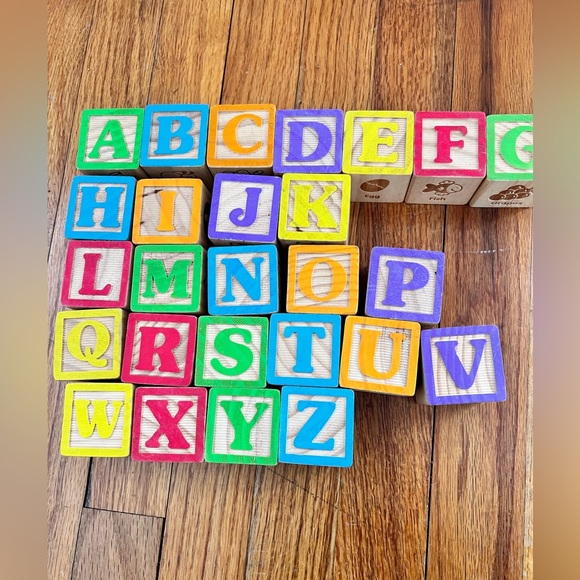 Toys | Wooded Childrens Alphabet Blocks 2 Square Complete Alphabet Plus ...